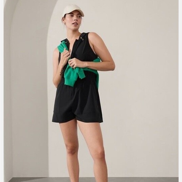 Athleta | Pants & Jumpsuits | Xl Athleta Black Boundless Hooded Romper ...